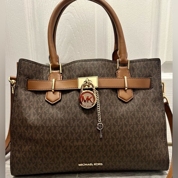 Michael Kors | Bags | Michael Kors Hamilton Medium Logo Satchel Preloved | Poshmark